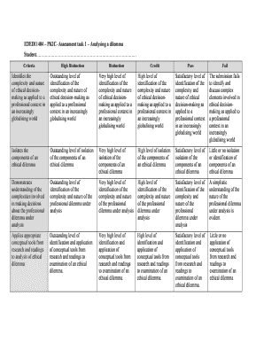 Fillable Online Criteria High Distinction Distinction Credit Pass Fail ...