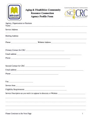 Fillable Online mecaaa Agency Profile Form - mecaaa Fax Email Print ...