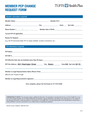 Fillable Online sechc Member PCP Change Request Form - bsechcbborgb Fax ...
