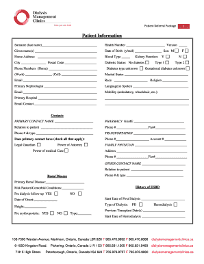 Fillable Online Patient Referral Form - Dialysis Management Clinics Inc Fax Email Print - pdfFiller