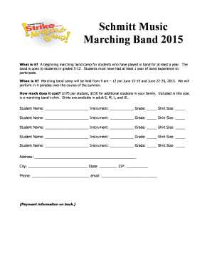 Fillable Online Marching band form - Schmitt Music Fax Email Print ...