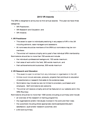 Fillable Online vra-uk VRA Awards entry form 2013 - vra-uk Fax Email ...
