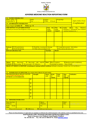 Fillable Online ADVERSE MEDICINE REACTION REPORTING FORM - bNMRCb Fax ...