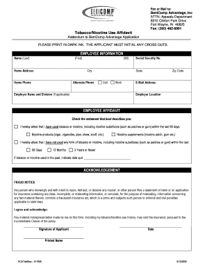 Fillable Online TobaccoNicotine Affidavit EE DRAFT 90 days - 011608doc ...