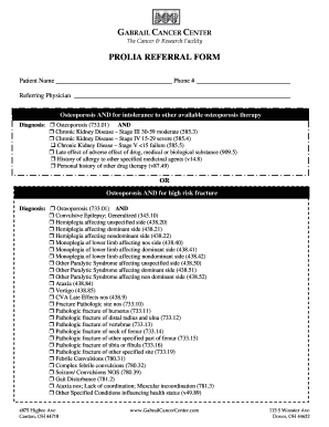 Fillable Online Prolia referral form - Gabrail Cancer Center Fax Email ...