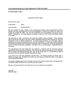 Fillable Online Low-Income Housing Tax bCredit Applicationb For IRS ...