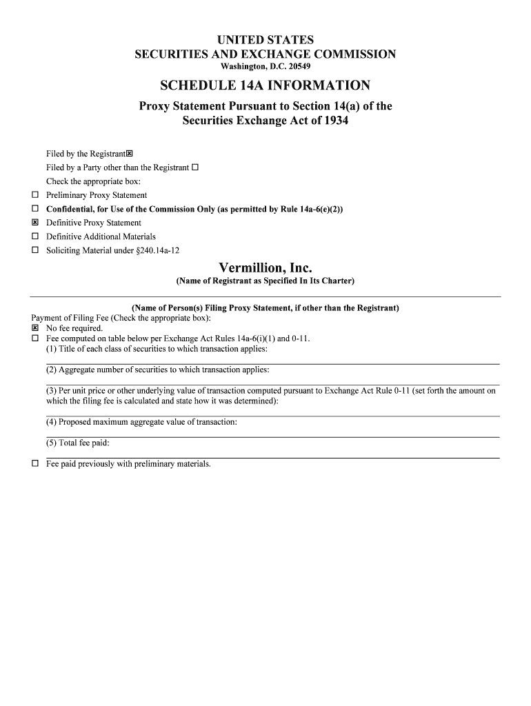 Fillable Online 2012 Proxy Statement (Definitive) - Vermillion, Inc. Fax Email Print - pdfFiller
