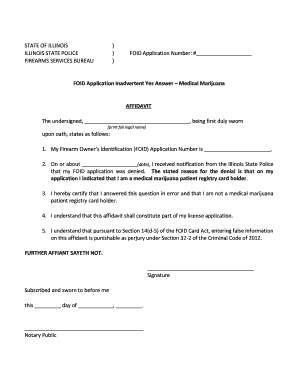 Fillable Online STATE OF ILLINOIS ILLINOIS STATE POLICE FIREARMS ...