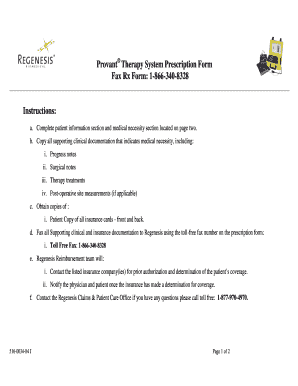 Fillable Online Provant Therapy System Prescription Form Fax Rx Form 1 ...
