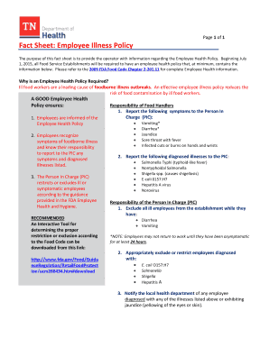 Fillable Online Fact Sheet: Employee Illness Policy Fax Email Print ...