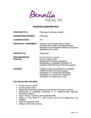 Fillable Online Pharmacy Technician Grade 1 Fax Email Print - pdfFiller