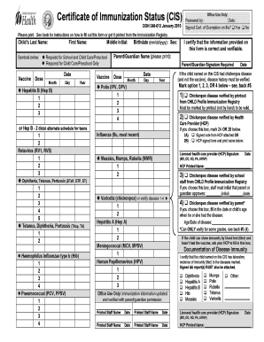 Fillable Online columbia206 k12 wa Certificate of Immunization Status ...