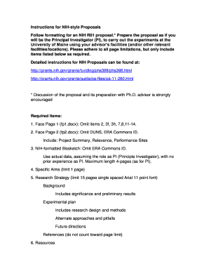 Fillable Online Instructions for NIH-style Proposals Fax Email Print ...