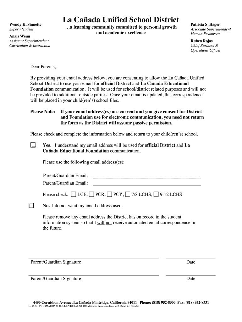Fillable Online palmcrestpta La Caada Unified School District - Palm Crest PTA Fax Email Print ...