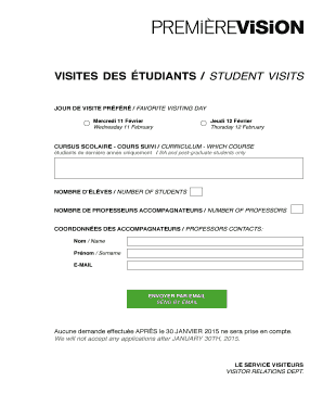 Fillable Online VISITES DES TUDIANTS STUDENT VISITS Fax Email Print ...