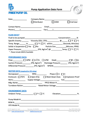 Fillable Online Pump Applicartion Data Form Fax Email Print - pdfFiller