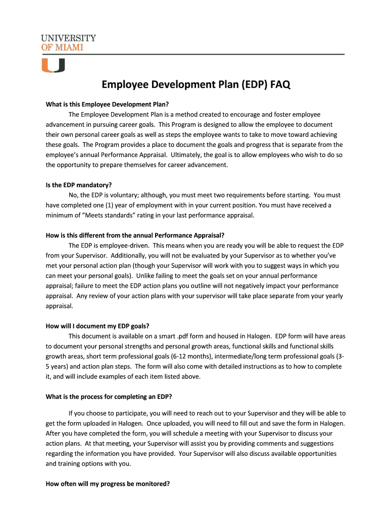 Fillable Online Employee Development Plan (EDP) FAQ Fax Email Print ...