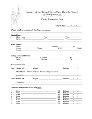 Fillable Online n-bvm Family Registration Form - Nativity of the ...