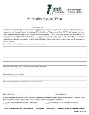 Fillable Online chfa Pet Sitter Authorization Form - Cascade Hospital ...