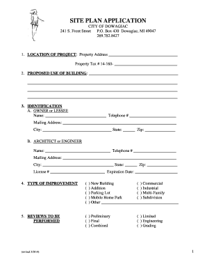 Fillable Online SITE PLAN APPLICATION - City of Dowagiac Fax Email ...