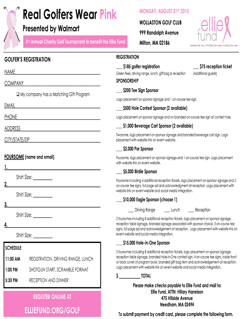 Fillable Online elliefund Real Golfers Wear Pink Fax Email Print ...