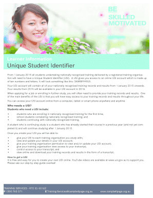 Fillable Online Learner Information Unique Student Identifier ...