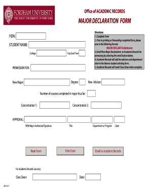 Fillable Online cis fordham MAJOR DECLARATION FORM - cisfordhamedu Fax ...