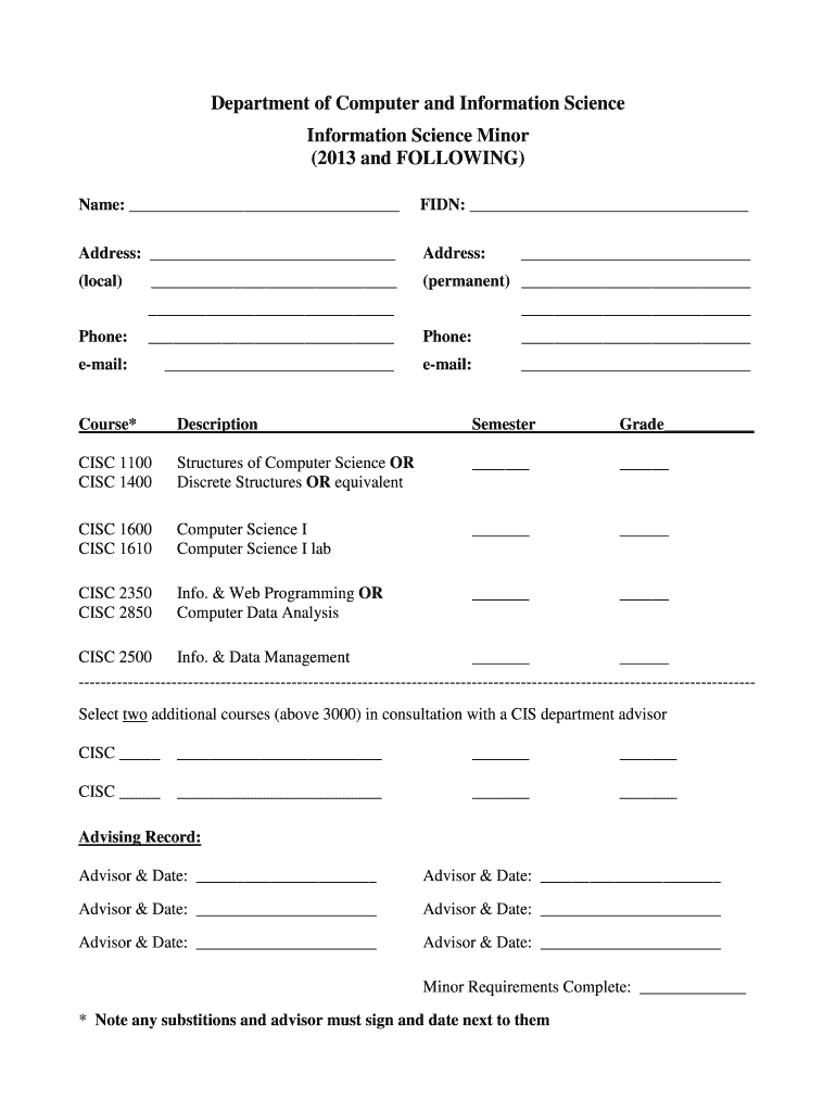 Fillable Online cis fordham Department of Computer and Information ...