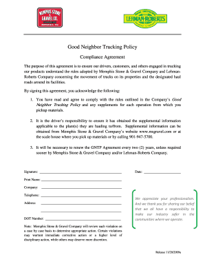 Fillable Online Good Neighbor Trucking Policy - bmsgravelbbcomb Fax ...
