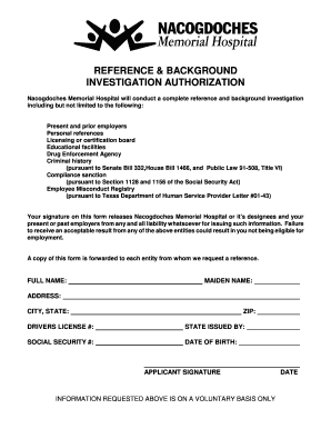 Fillable Online nacmem Reference & background investigation authorization Fax Email Print ...