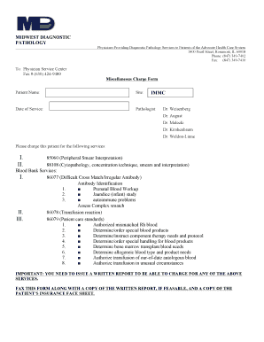 Fillable Online IMMC-Miscellaneous Charge Form Fax Email Print - pdfFiller