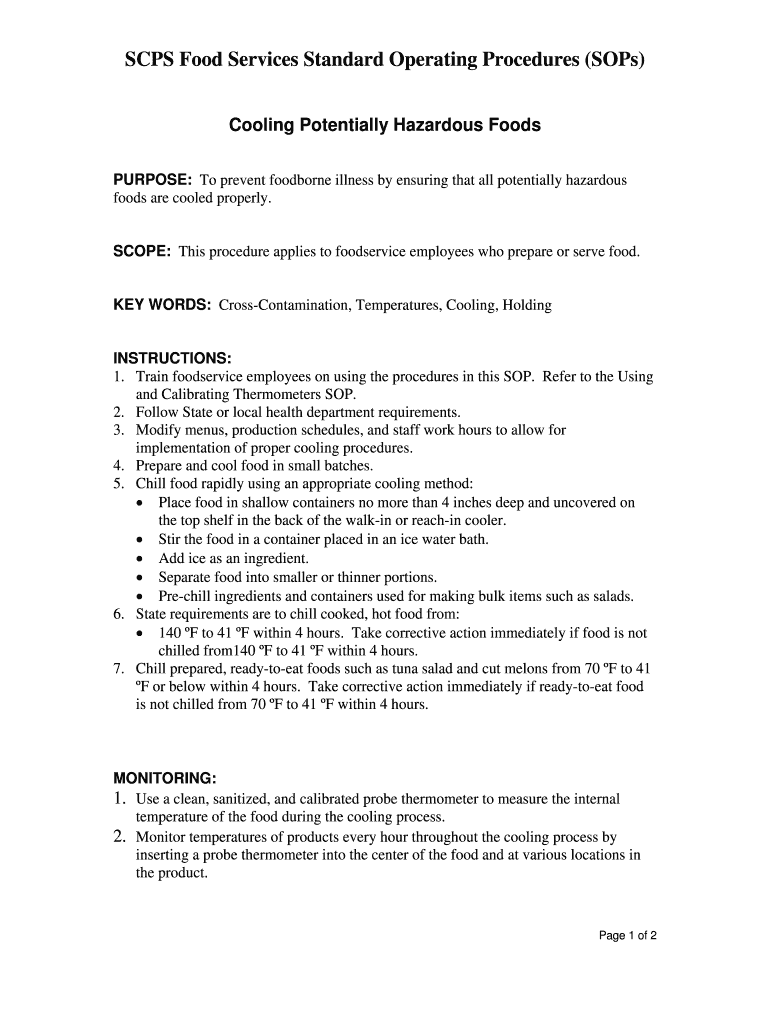 Fillable Online foodservice scps k12 fl SCPS Food Services Standard ...