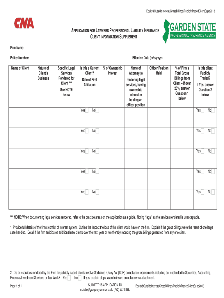 Fillable Online Client Information Supplement Fax Email Print - pdfFiller