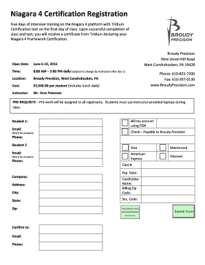 Fillable Online Niagara 4 Certification Registration Five days of ...