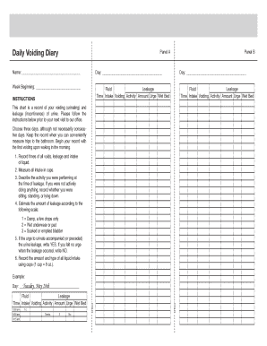 Fillable Online Daily Voiding Diary - Rochester Fax Email Print - pdfFiller