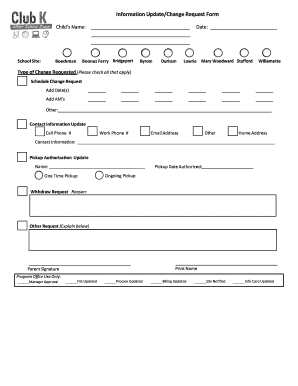 Fillable Online Information UpdateChange Request Form Fax Email Print ...