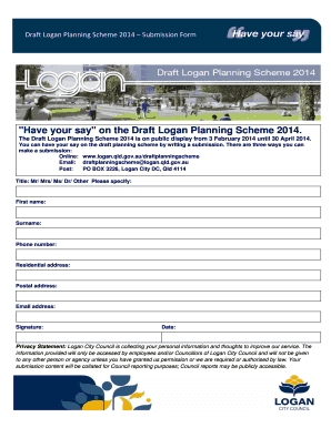 Fillable Online laca org Draft Logan Planning Scheme submission form ...