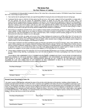 Fillable Online WAIVER AND RELEASE FROM LIABILITY FOR GO CARTS AND ...