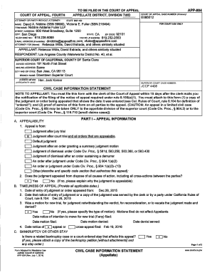 Fillable Online BAPPb-b004b CIVIL CASE INFORMATION STATEMENT PART I ...