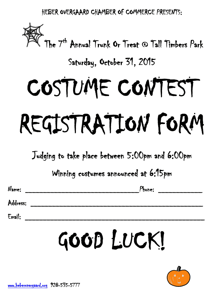 Costume Contest Form Fill And Sign Printable Template Online US 