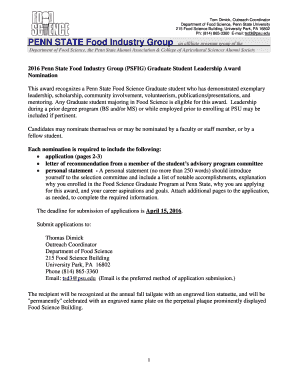 Fillable Online PENN STATE Food Industry Group Fax Email Print - pdfFiller
