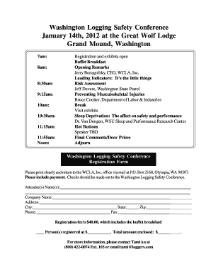 Fillable Online Washington Logging Safety Conference Fax Email Print ...