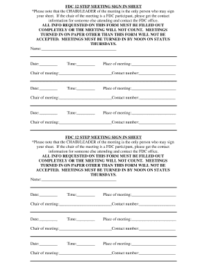 Fillable Online FDC 12 STEP MEETING SIGN IN SHEET - Athens Ga Fax Email ...