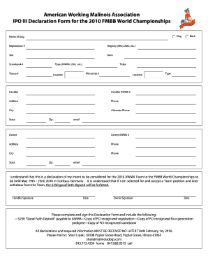 Fillable Online workingmalinois American Working Malinois Association ...