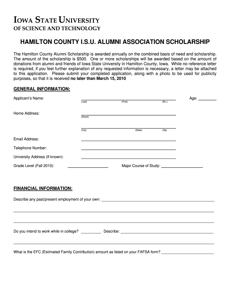 Fillable Online isusalc IOWA STATE UNIVERSITY - Student Alumni ...