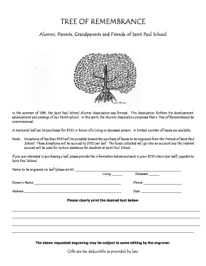 Fillable Online ourschool stpaulkensington Tree of Remembrance ...