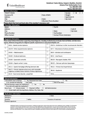 Fillable Online Botulinum Toxins (Botox, Dysport, Myobloc, Xeomin) Fax ...