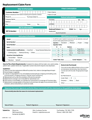 Fillable Online Replacement bClaimb Form - ProOticonUSAcom Fax Email ...