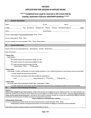 Fillable Online music cornell Fall 2015 Lesson Form - Cornell Music Fax ...