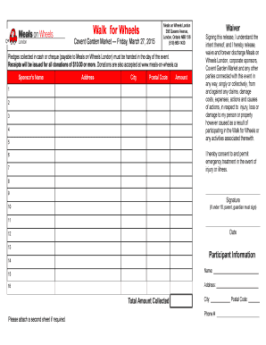 Fillable Online meals-on-wheels Walk for Wheels - Meals on Wheels ...